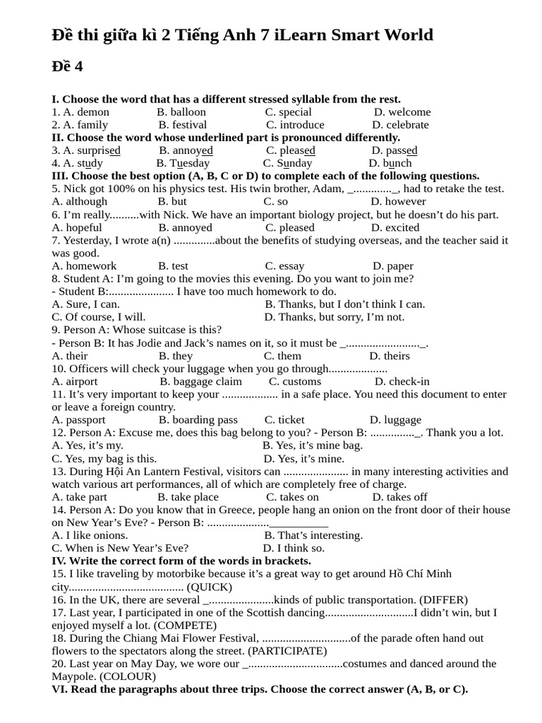 Anh 7 GK 2 (T NG H P) | PDF