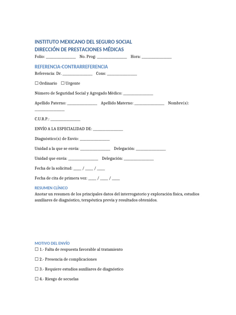 Referencia y Contrarreferencia IMSS | PDF