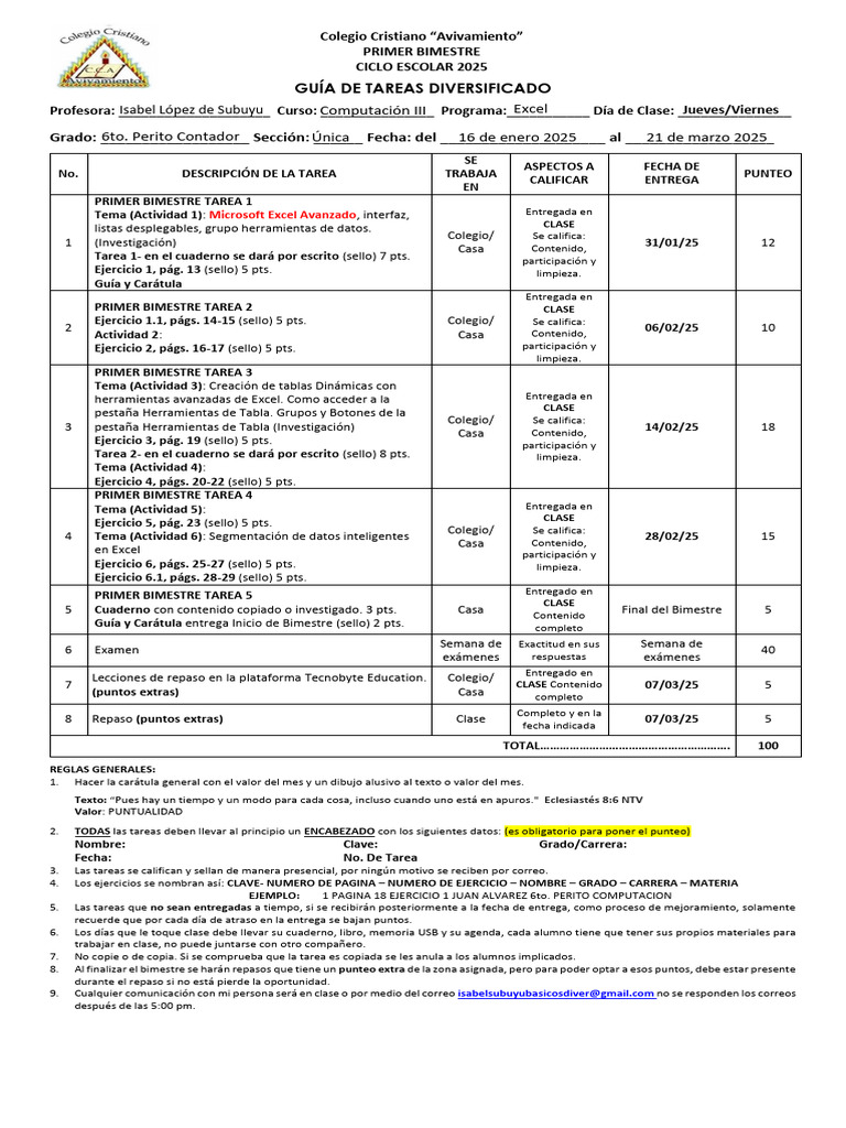 Guias Del Primer Bimestre 6to. Perito Contador | PDF