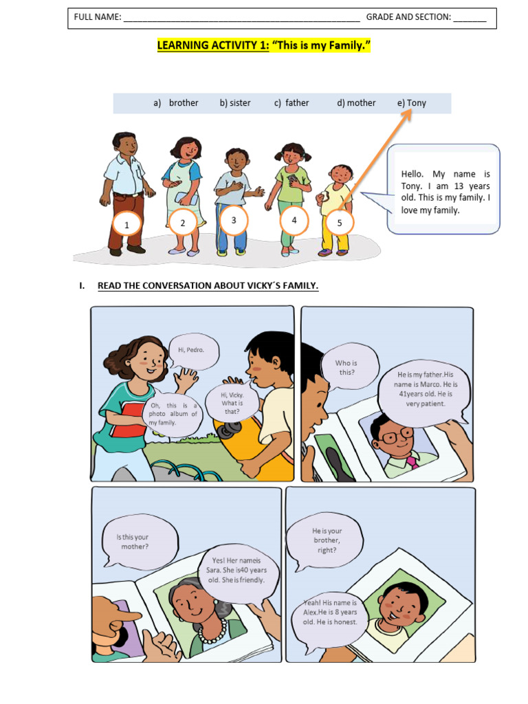 Family Descriptions Activity | PDF