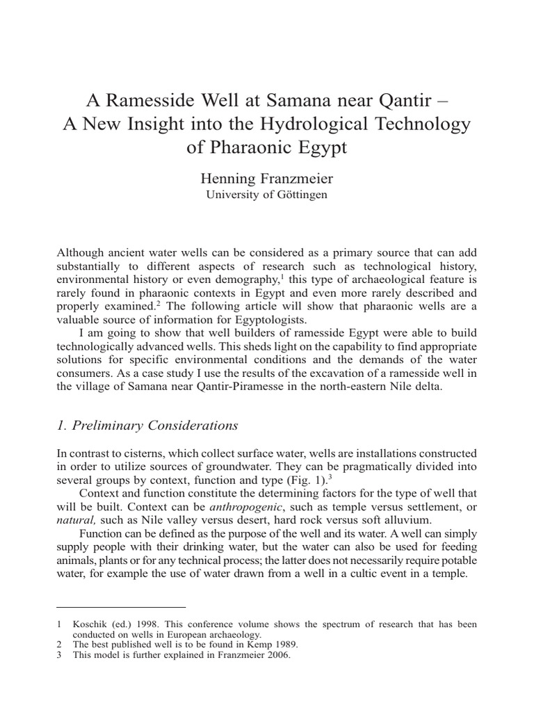 A Ramesside Well at Samana Near Qantir A | PDF | Ancient Egypt | Water