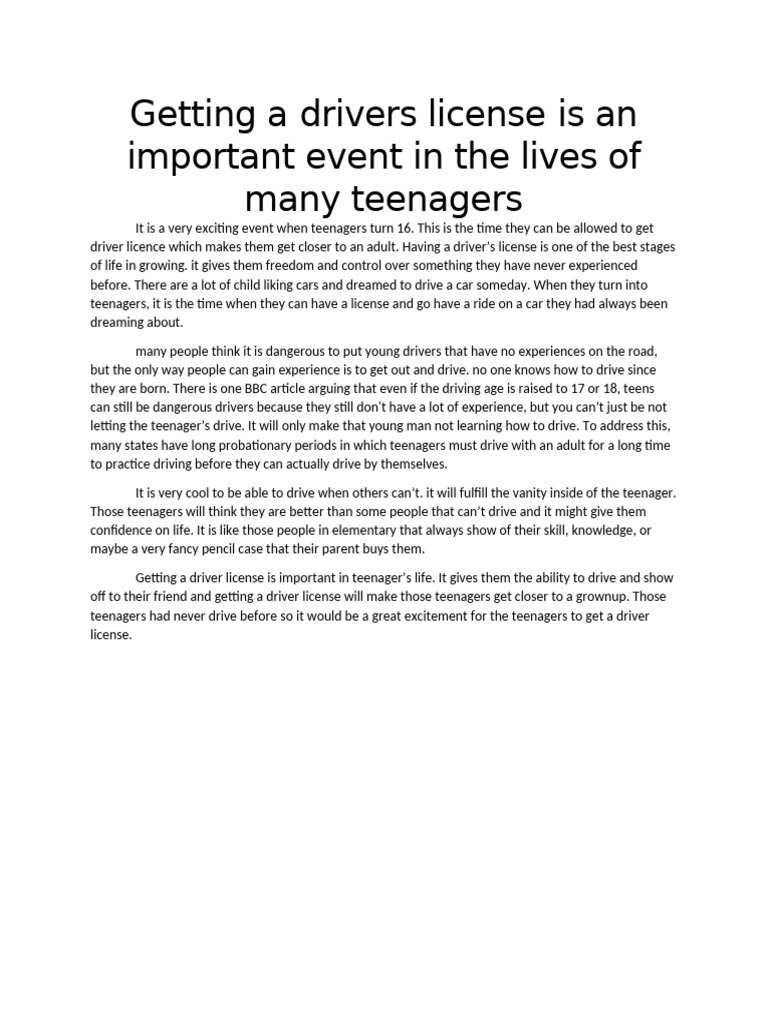 Importance of Teen Driver Licenses | PDF