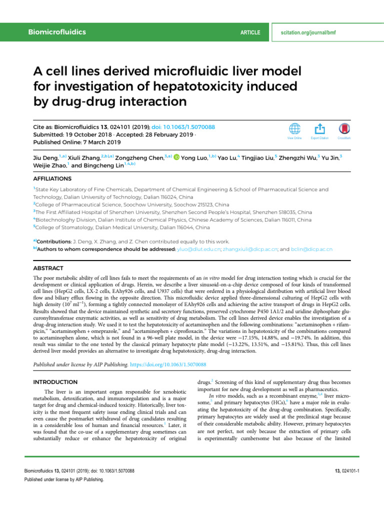 Liver Sinusoid Model for Hepatotoxicity | PDF | Liver | Hepatocyte