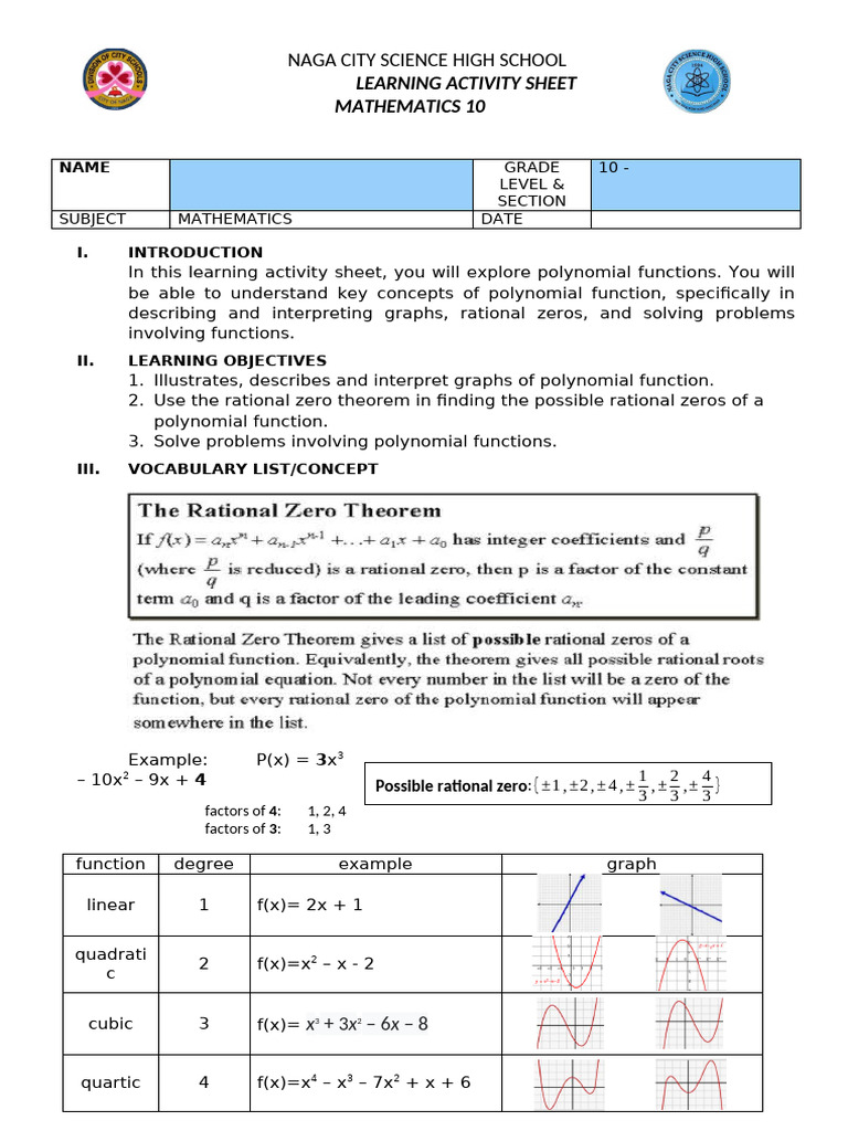 LASQ2-Polynomial-Functions | PDF | Polynomial | Function (Mathematics)