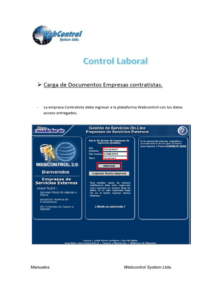 Manual Control Laboral Contratista | PDF