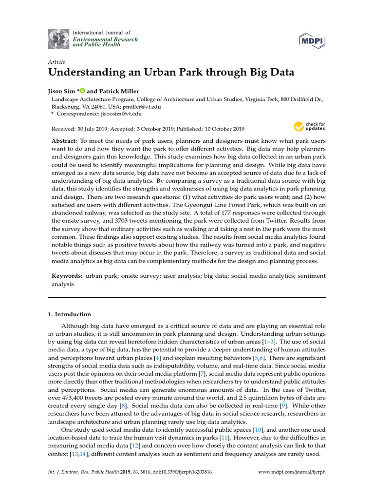 Understanding An Urban Park Through Big Data | PDF | Survey Methodology ...