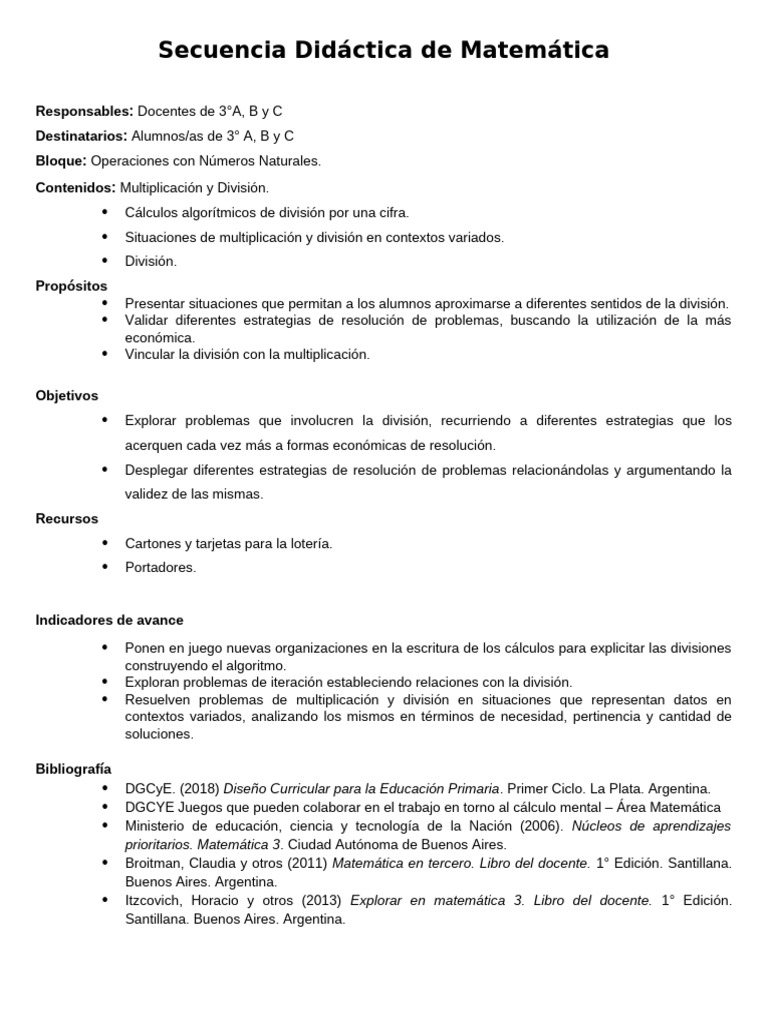 División Por Una Cifra 3° C | PDF | División (Matemáticas) | Matemáticas