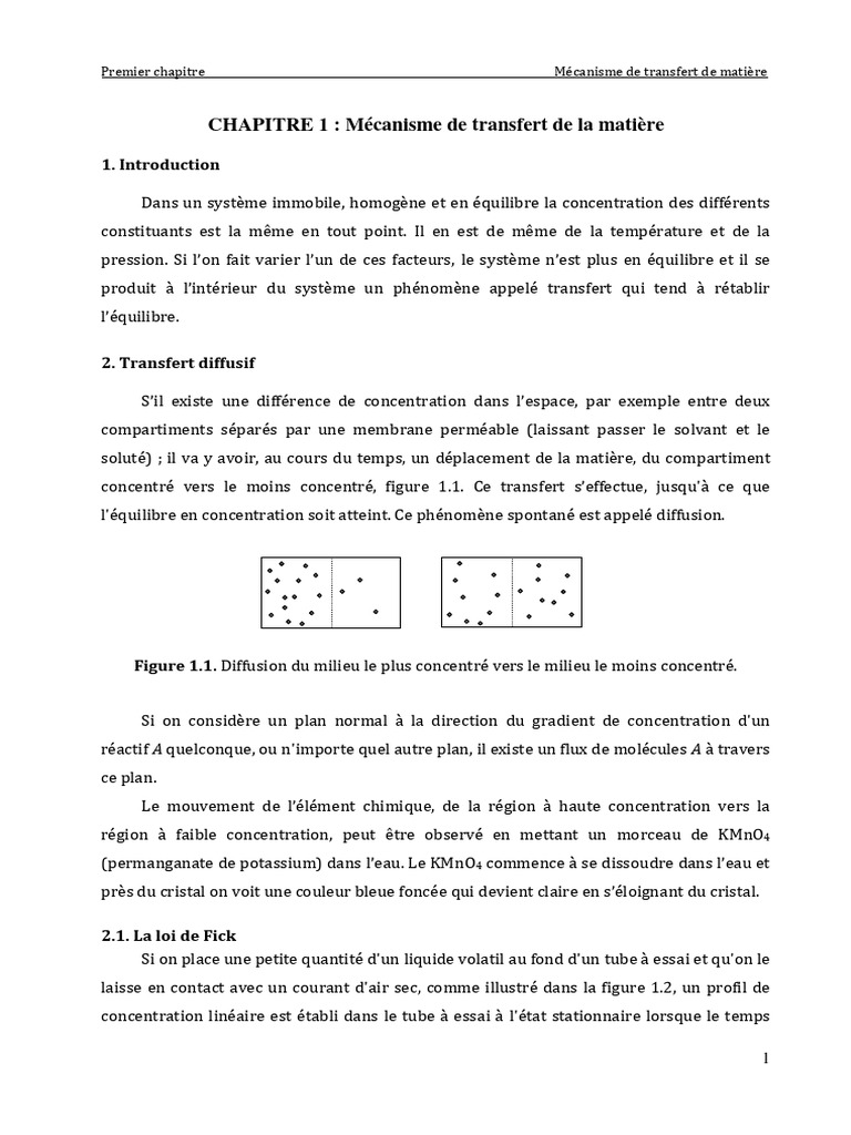 Mécanismes de transfert de matière | PDF | La diffusion | Équilibre ...