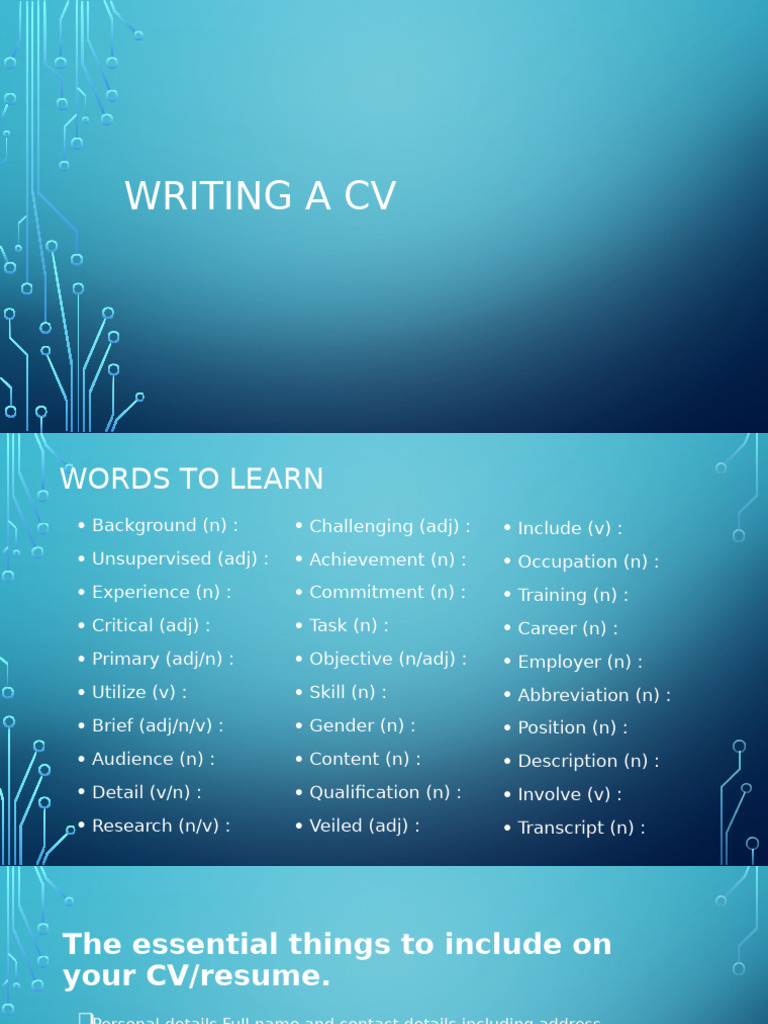 11-12.hafta - WRITING A CV | PDF