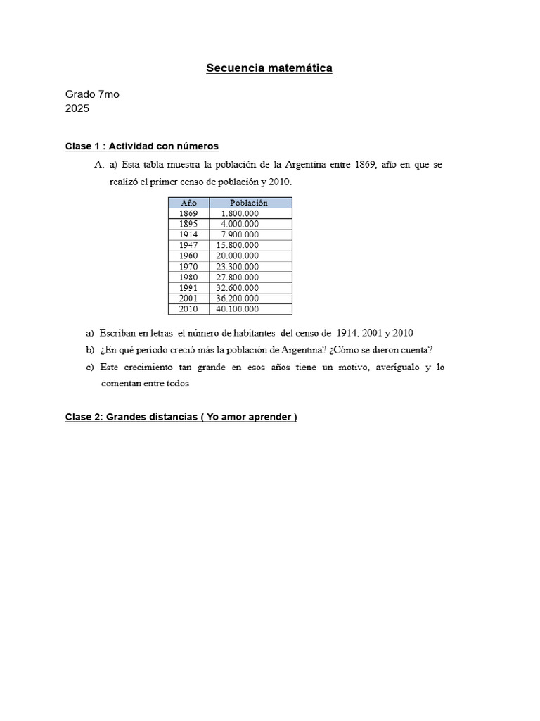 Secuencia Matemática 7mo | PDF
