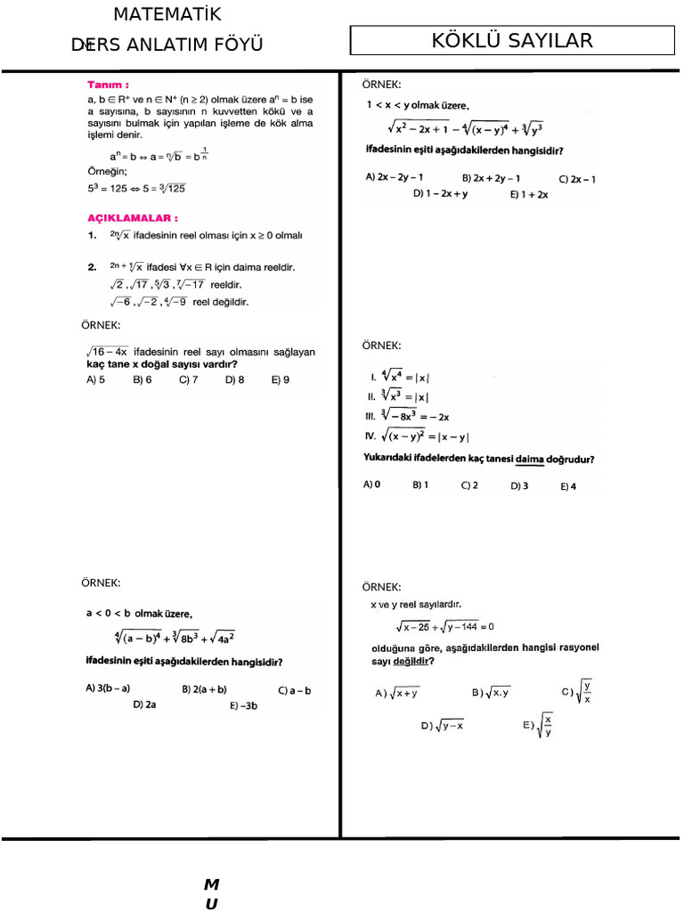 Köklü Sayilar | PDF