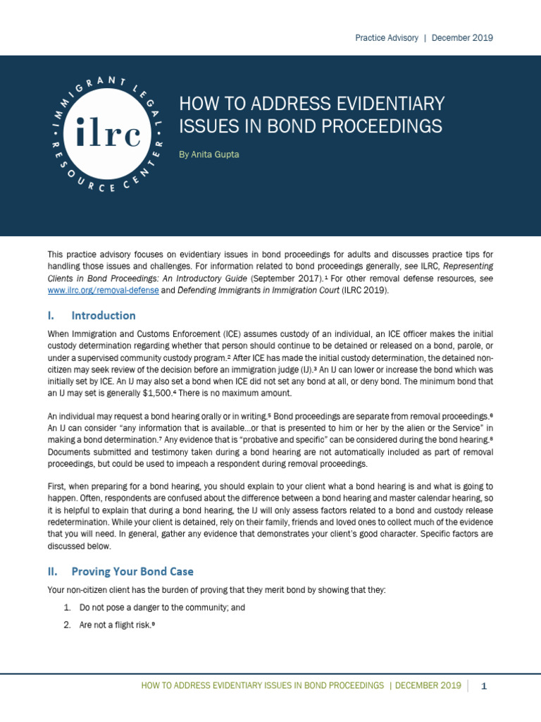 Evidentiary Issues in Bond Proceedings | PDF | Bail | Evidence (Law)