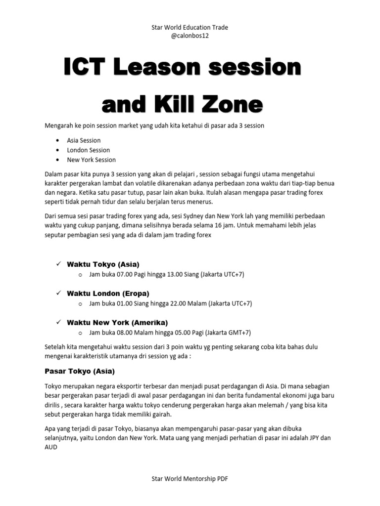 ICT Leason Session and Kill Zone - StarWorld X ICT | PDF