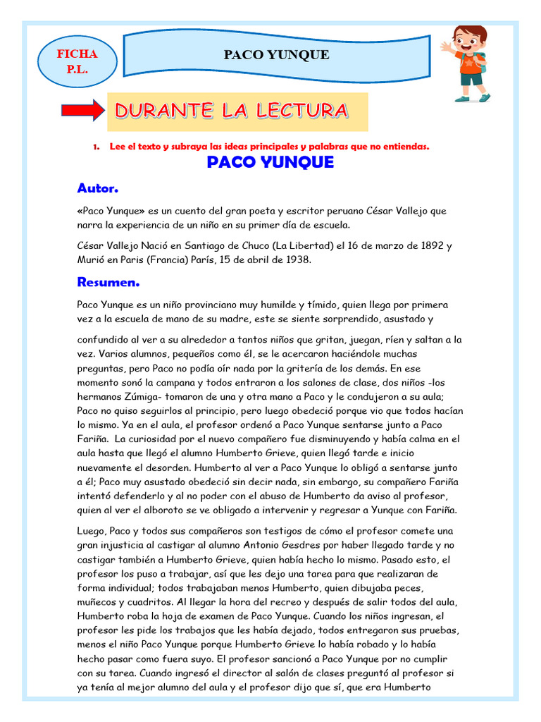 Paco Yunque: Cuento de César Vallejo | PDF