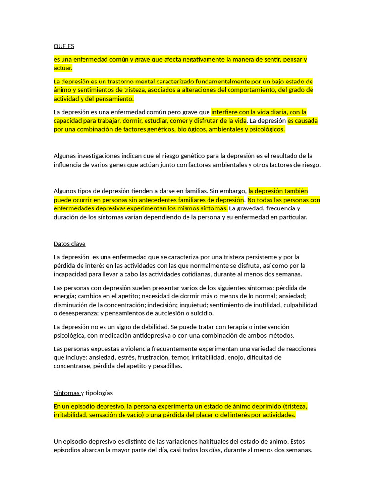 Entendiendo la Depresión: Causas y Tratamientos | PDF | Trastorno ...