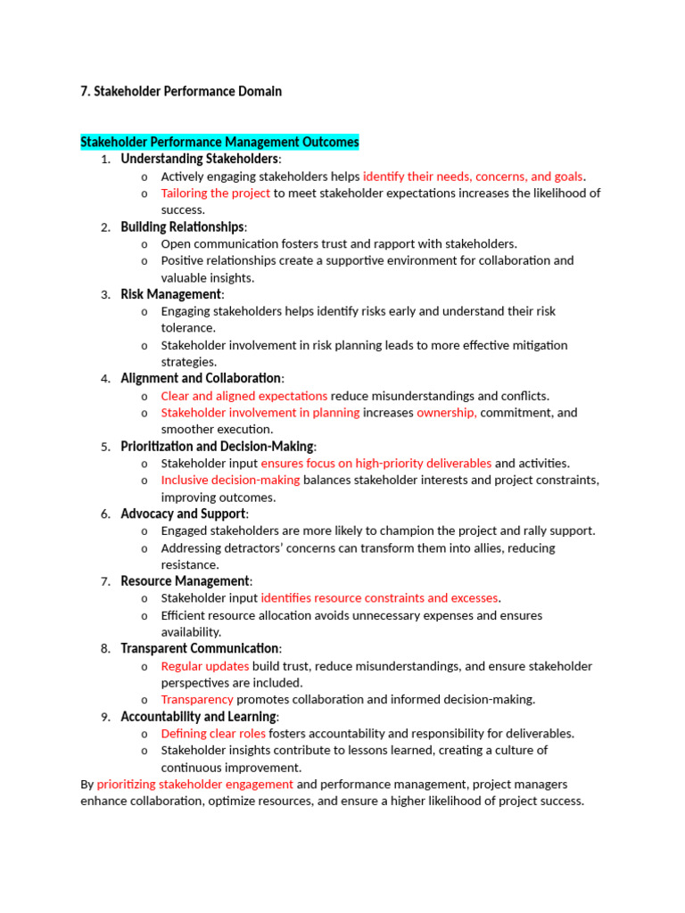Stakeholder Performance Management Insights | PDF | Project Management | Performance Indicator