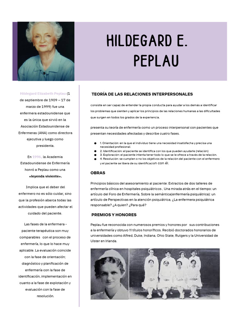Legado de Hildegard E. Peplau en Enfermería | PDF | Enfermería | Salud ...