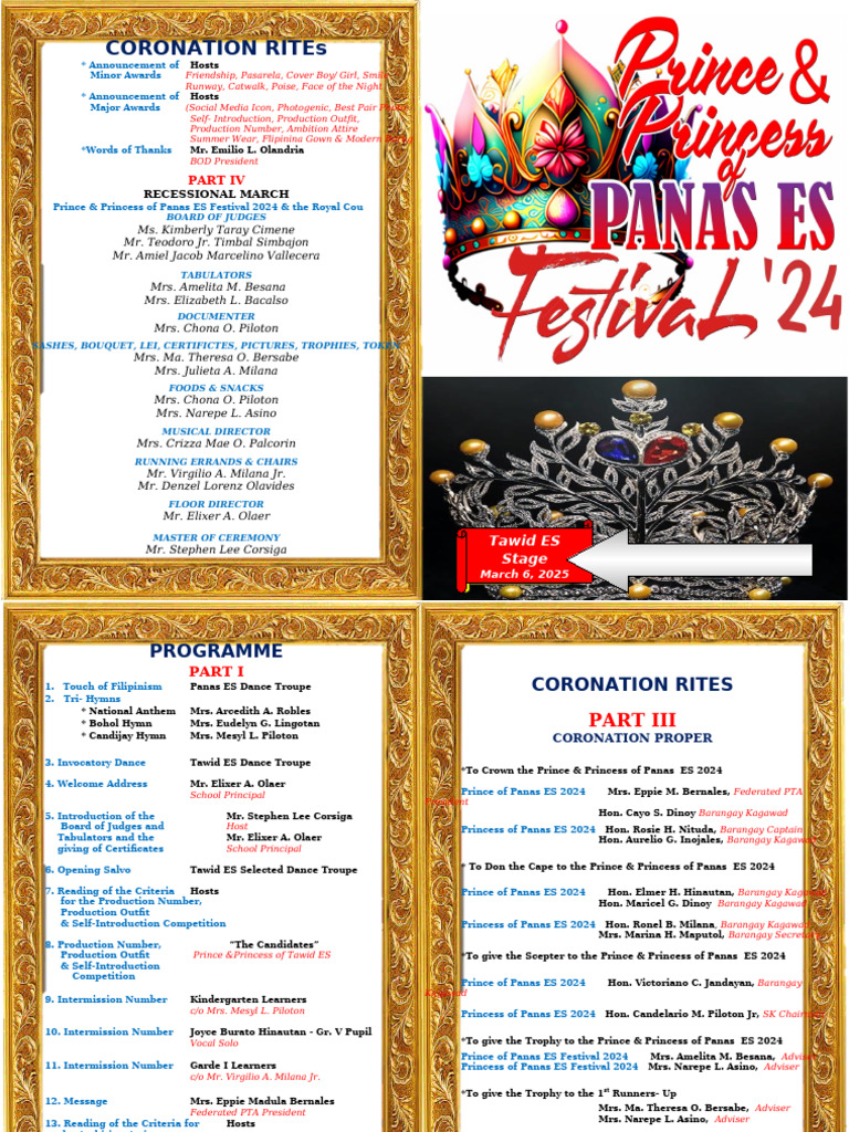 Panas ES Festival 2024 Coronation Rites | PDF