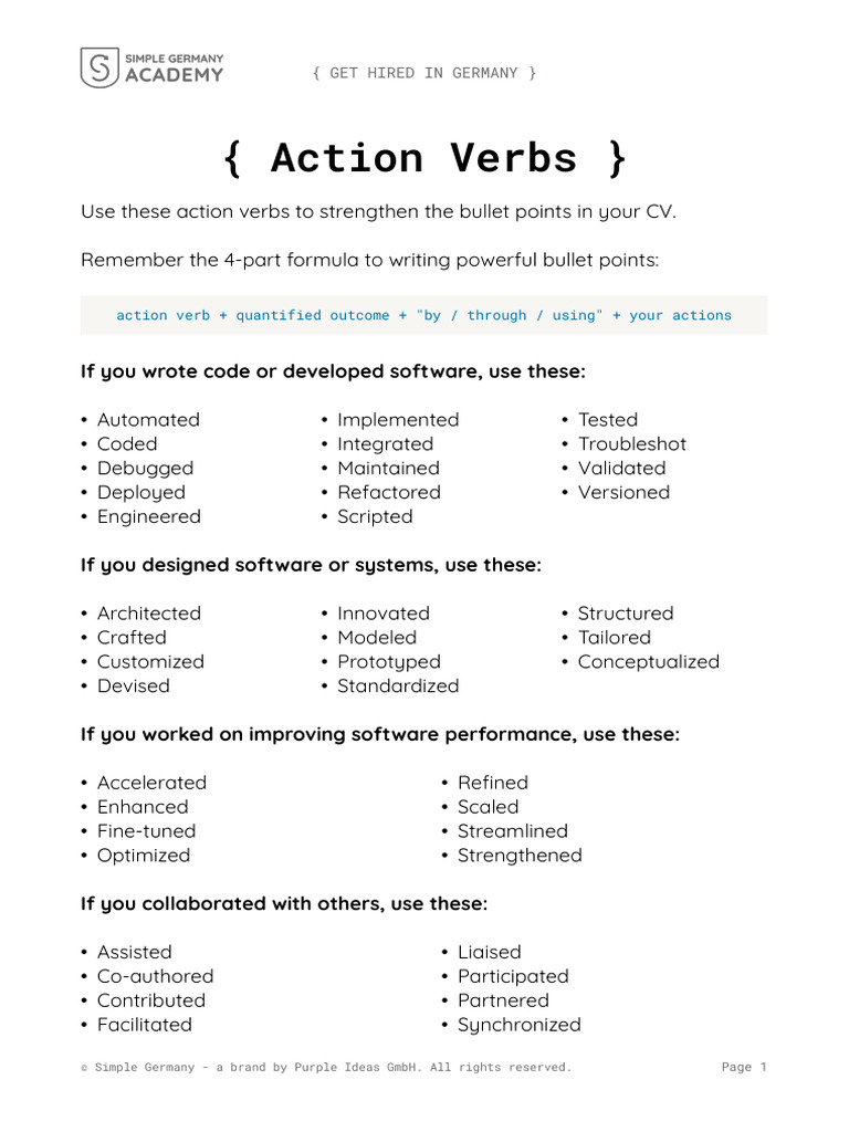 Action Verbs | PDF | Information Technology | Computing
