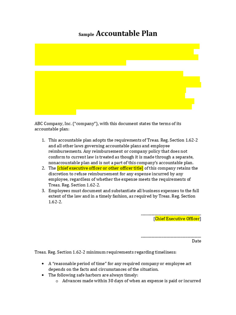 AccountablePlanSample2018 2025 | PDF | Expense | Business