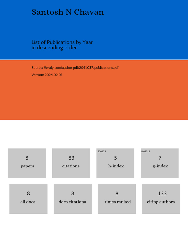 Exaly Santosh N Chavan Publications by Year | PDF | Lithium Ion Battery | Materials