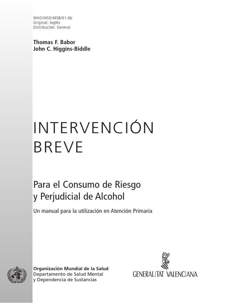 Intervención Breve en Consumo de Alcohol | PDF | La dependencia de ...