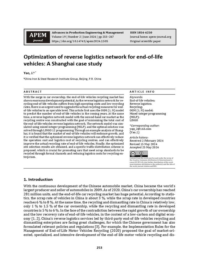 5. Optimization Of Reverse Logistics Network For End-Of-Line Vehicles ...