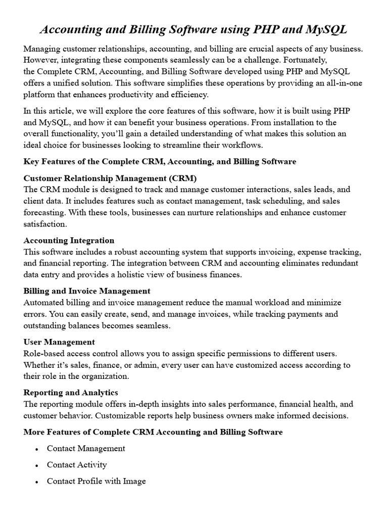 Accounting and Billing Software Using PHP and MySQL HAMZA BUBAKARE ...