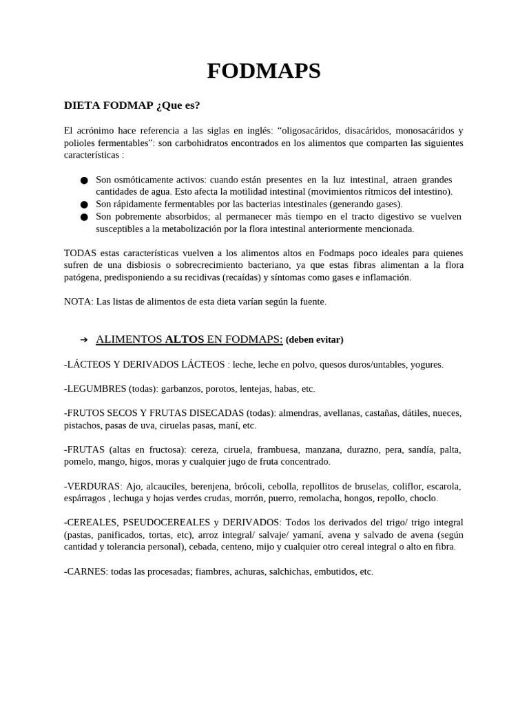 FODMAPS | PDF | Alimentos | ensalada