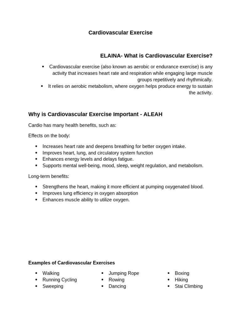 Cardiovascular WPS Office | PDF | Aerobic Exercise | Sports Science