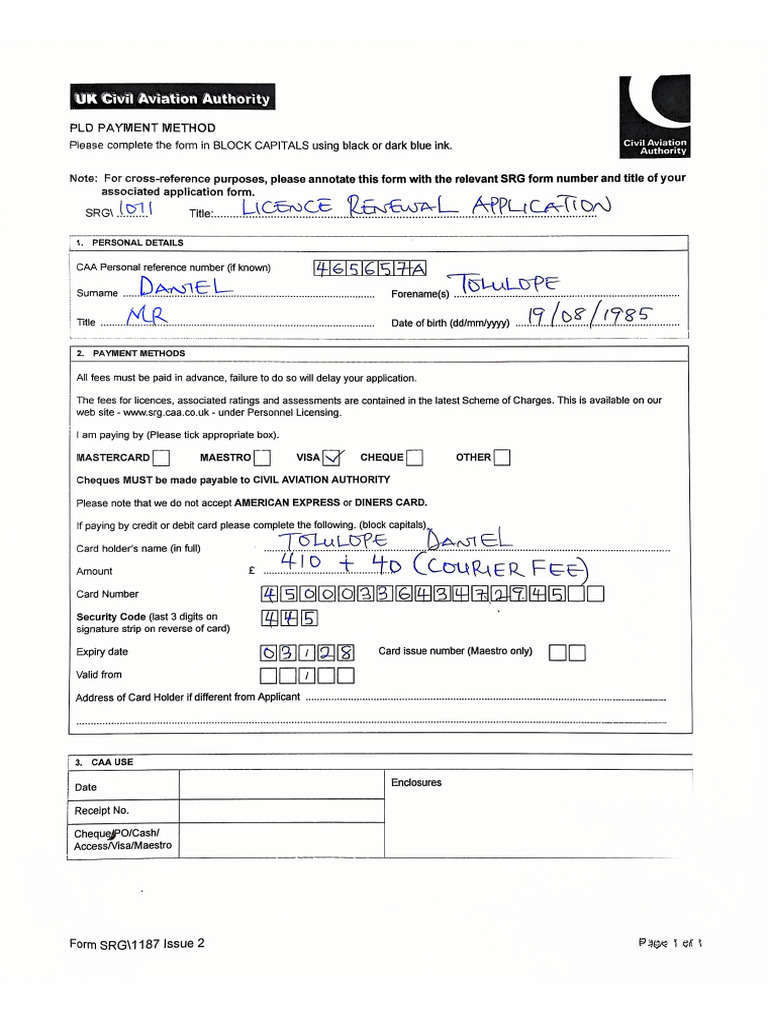 SRG 1187 Payment Method | PDF