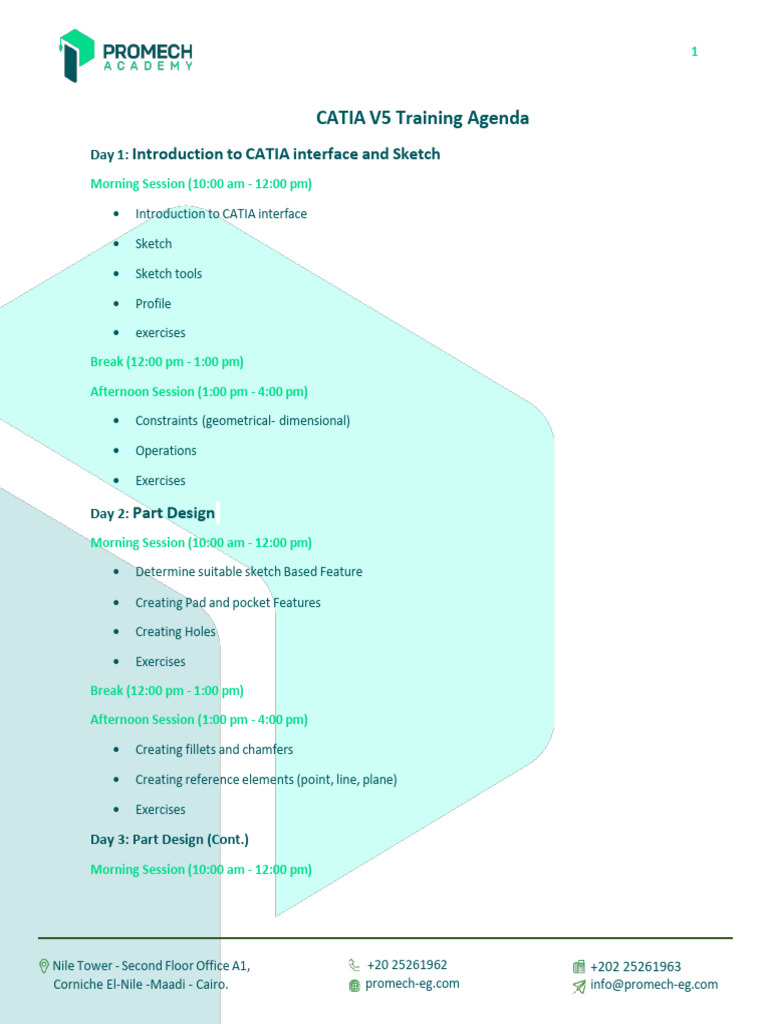 CATIA V5 Training Agenda Overview | PDF | Computing | Software