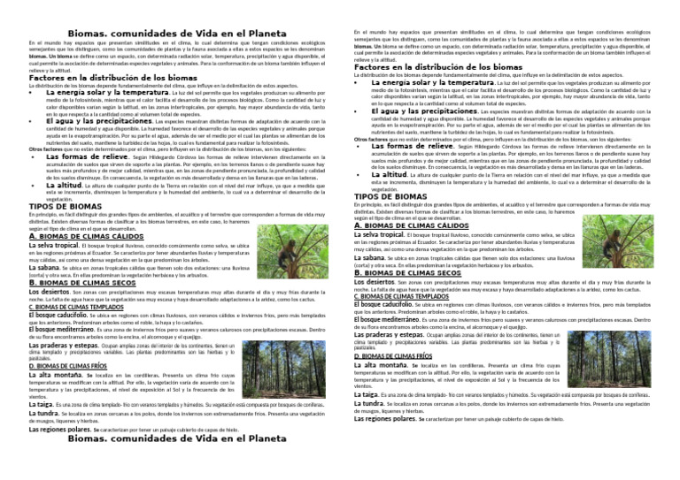 Los Biomas | PDF | Clima templado | Clima