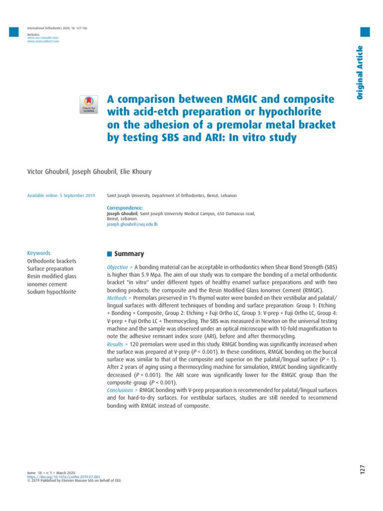 A Comparison Between RMGIC and Composite With Acid-Etch Preparation or ...