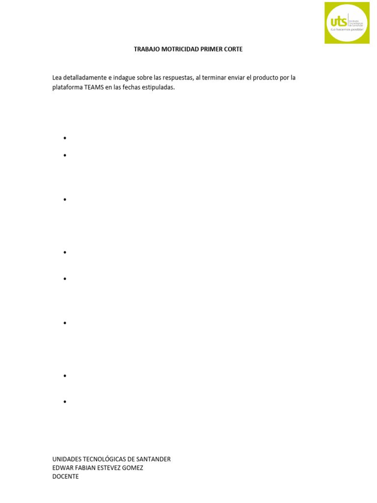 Trabajo de Motricidad Primer Corte | PDF
