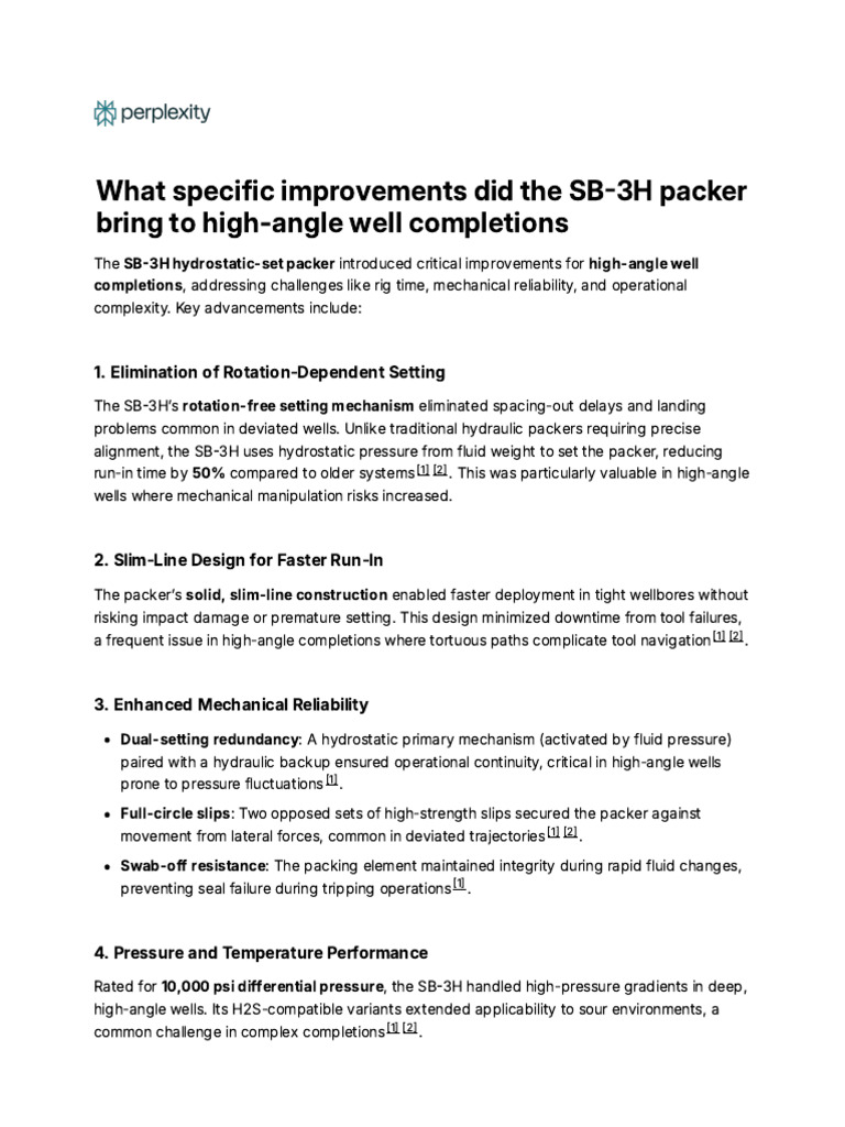 What specific improvements did the SB-3H packer br | PDF | Reliability ...