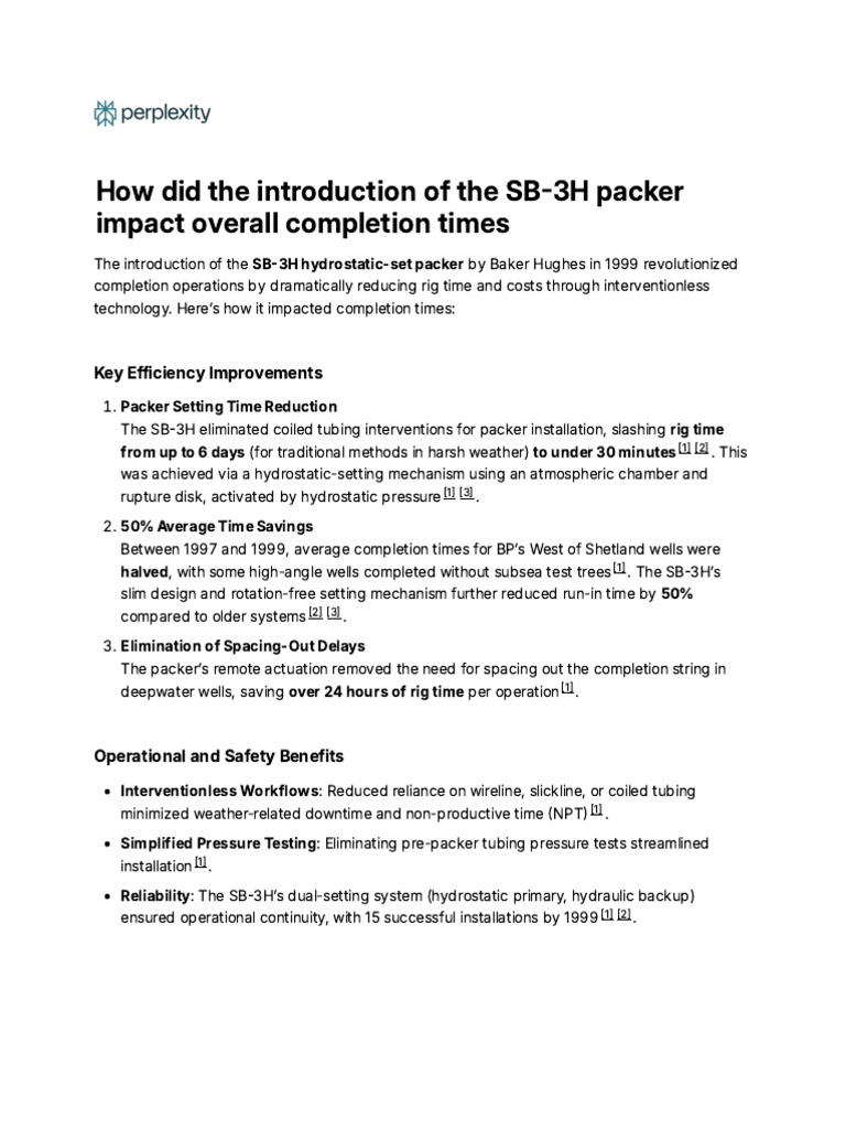 How Did The Introduction of The SB-3H Packer Impac | PDF