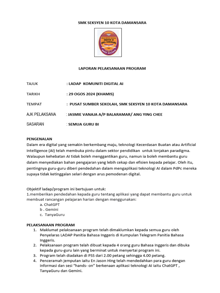 LADAP 3- LAPORAN LADAP KOMUNITI DIGITAL AI | PDF