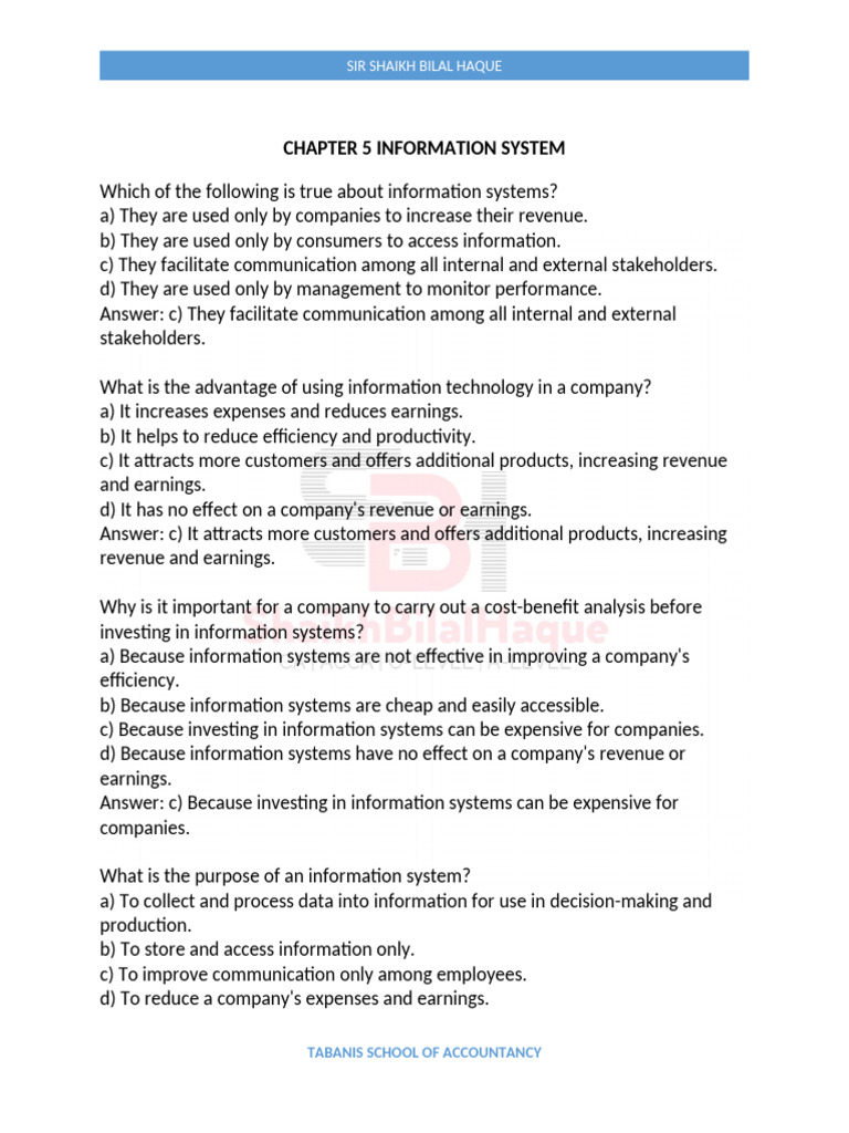PRC 5 Scenerio Based Questions by SBH CHAPTER 5 | PDF | Computer Data ...
