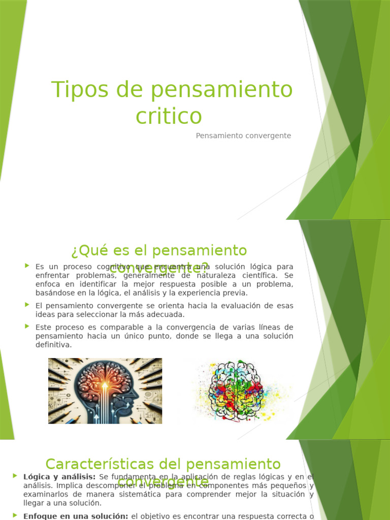 Tipos de pensamiento critico (pensamiento convergente) | PDF | Pensamiento | Análisis