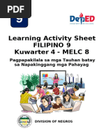 4 Fil5 LAS Q2 MELC 4 Paglalarawan Sa Mga Tauhan at Tagpuan Na Napanood at Nabasang Teksto | PDF