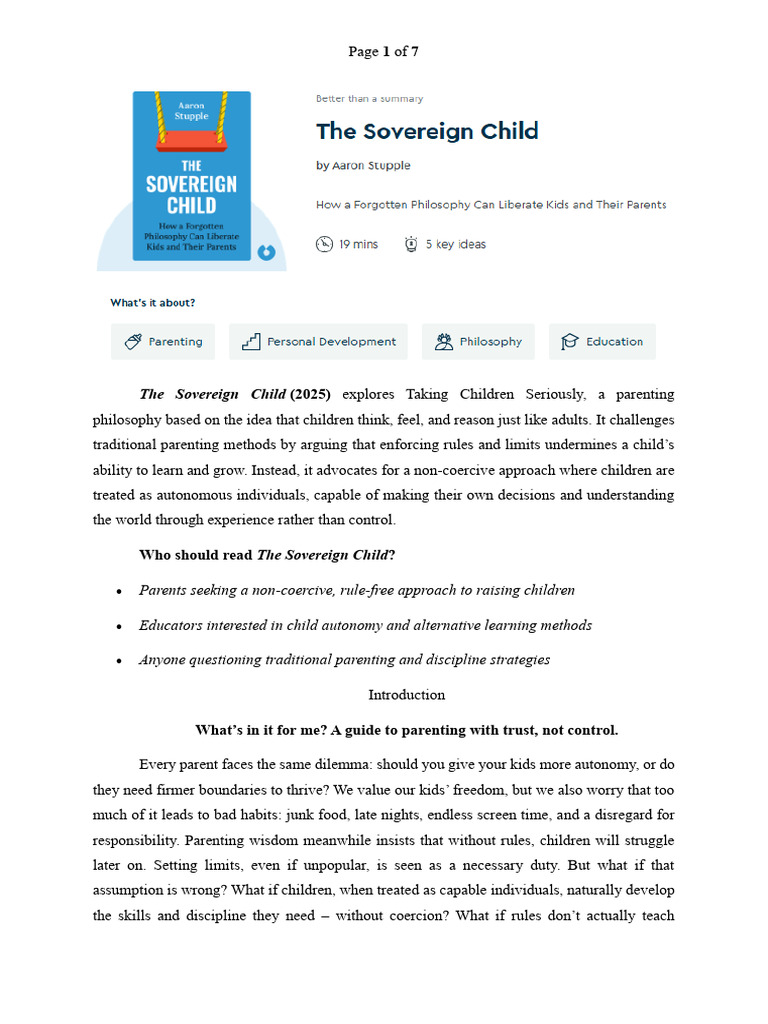 The Sovereign Child (2025) | PDF | Parenting | Disciplines