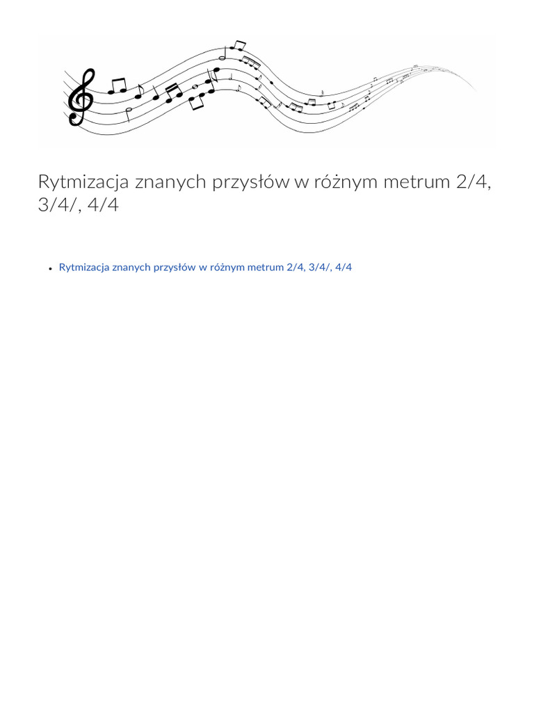 Rytmizacja Znanych Przyslow W Roznym Metrum 24 34 44 | PDF