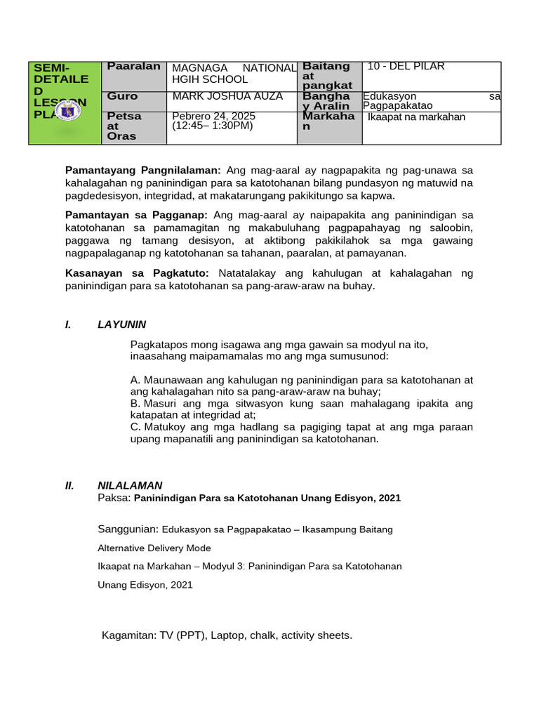 Lesson Plan-Esp10 | PDF