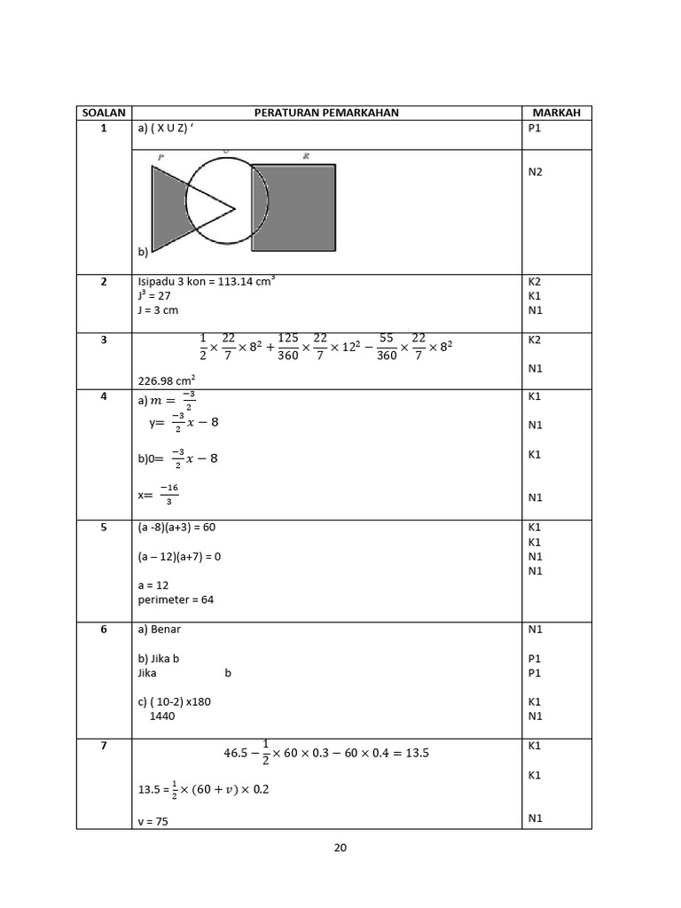 2021 Perak - SMK - Raja - Lope Math K2 Jawapan (BM Only) | PDF