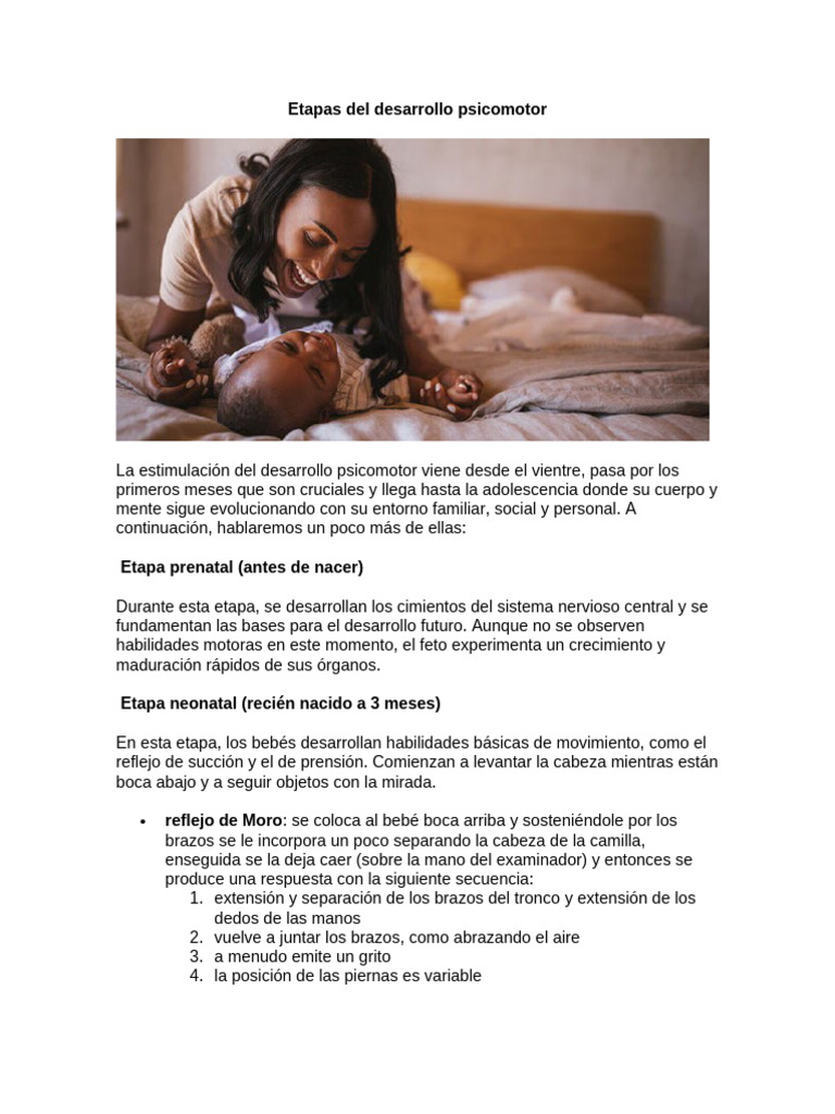 Etapas del desarrollo psicomotor | PDF