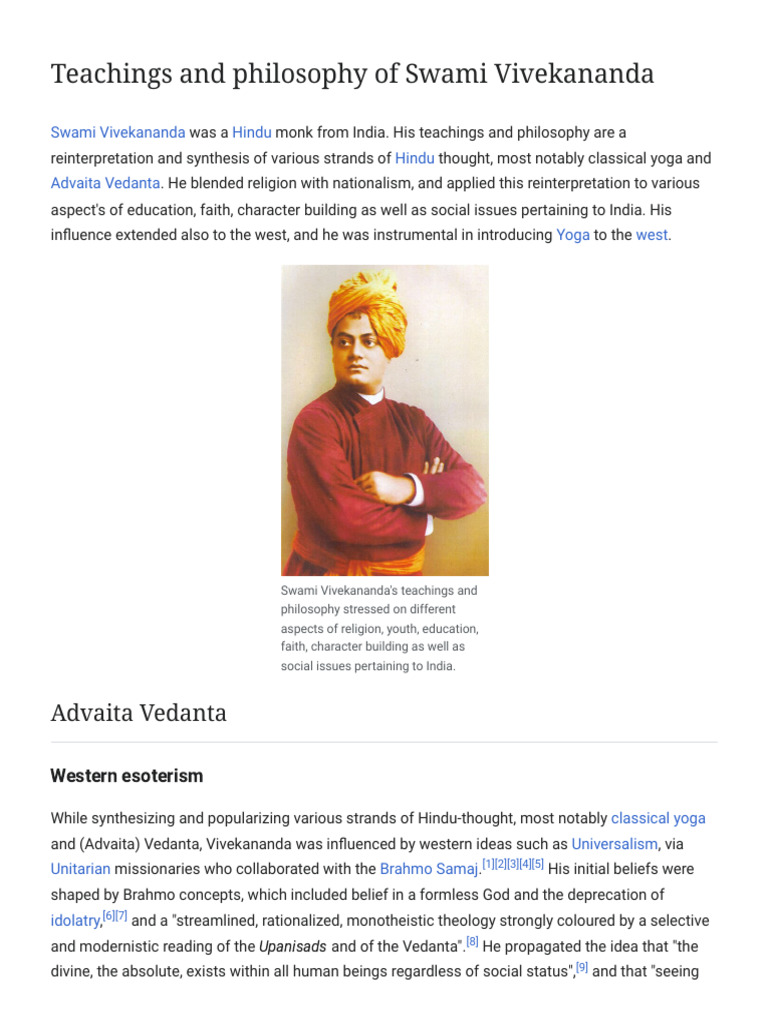 Teachings and Philosophy of Swami Vivekananda - Wikipedia | PDF | Swami ...