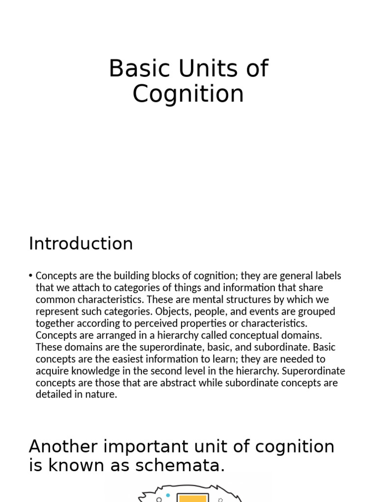 Lesson 3 - Basic Units of Cognition | PDF | Concept | Schema (Psychology)