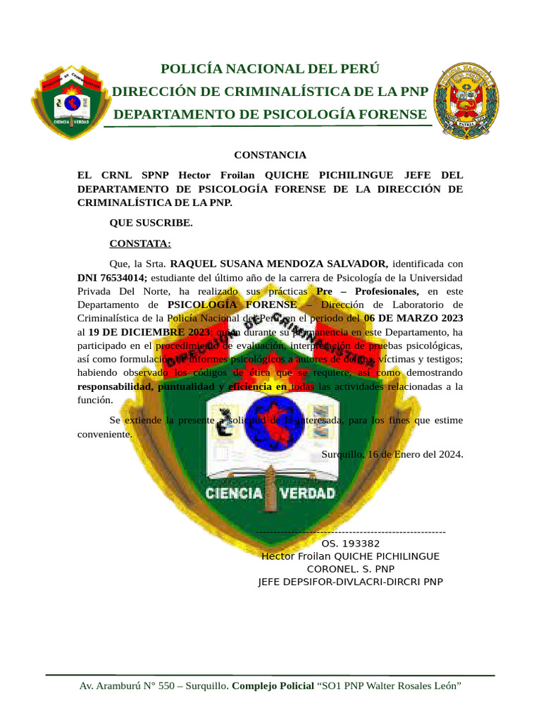 Constancia DE PRÁCTICAS R.M. | PDF