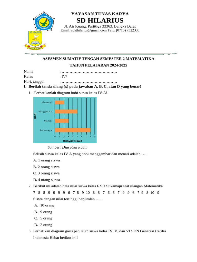 ATS 2 MATEMATIKA KELAS IV 2024-2025 | PDF